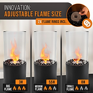 Flammtal - Freestanding Fire Pit [8h Burning Time] - Large Standing Ethanol Fireplace for Indoor & Outdoor - Smokeless Fire Pit with Adjustable Flame - Portable Indoor Fire Pit - Patio Fire Pit