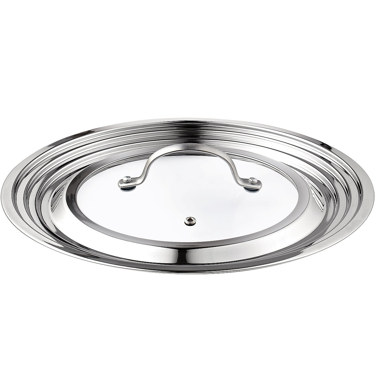 Cook N Home Stainless Steel with Glass Center Universal Lid, Fits 8, 10.25, 11, and 12-Inch