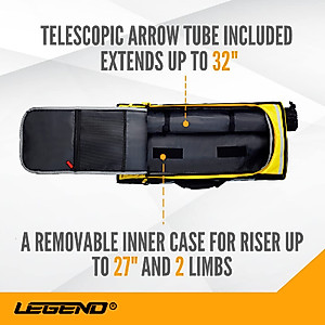 Legend XT720 Bow Backpack for Recurve Bow - Nylon Takedown Recurve Archery Bow Bag - Storage Compartments for Accessories & Gear - Protective Padding for Equipment Safety - Includes Arrow Tube Case