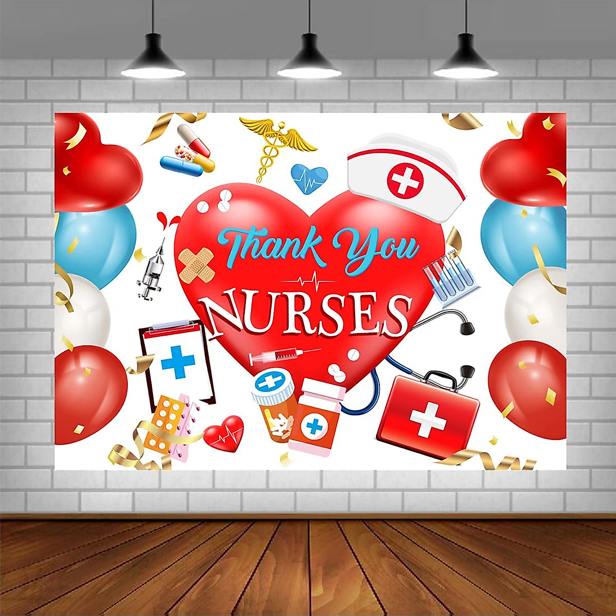 Lofaris Thank You Nurse Photography Backdrop Happy National Nurses Day Background Nurses Week Indoor Outdoor Party Home Office Wall Background Decoration