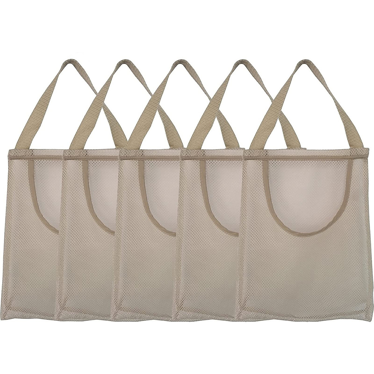 5Pack Hanging Mesh Onion Bags Mesh Garlic Net Bags Reusable Net Storage Produce Bags (Portable open pocket)