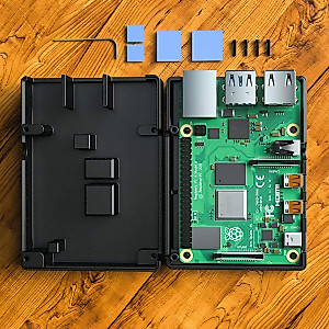 Carago Aluminum Metal Armor case for Raspberry Pi 4 Model B with Cooling Column Passive Cooling Case, Applies to Raspberry Pi 4B only (Black)