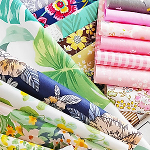 QiMicody 44pcs Cotton 9.8” x 9.8”(25cm x 25cm) Squares Quilting Fabric bundles, Pre-Cut Squares Sheets for Patchwork Sewing Quilting Crafting, No Repeat Patterns.