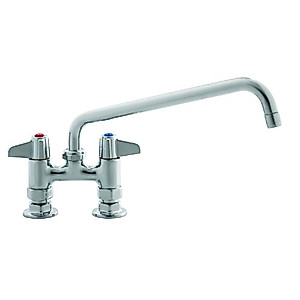 T&S Brass 5F-4DLX12 5F-4Dlx12, Faucet, Deck Mount, 4-Inch Centers, 12-Inch Swivel Spout