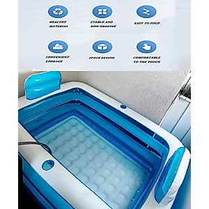 Double Inflatable Bathtub with Electric Air Pump and Bath Pillow Headrest, Portable Blow Up Bath Tub for Adults, Outdoor & Indoor Freestanding Foldable Spa Tub with Drainage Cup Holder