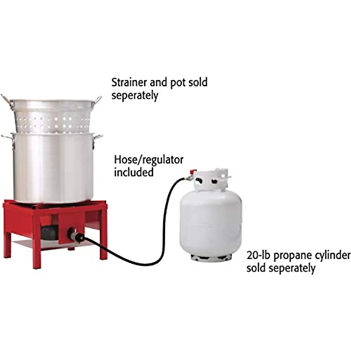 Martin Portable Outdoor Propane Burner Cooker Stand Regulator 4' Hose 65,000 BTU/Hour