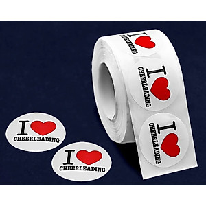 250 I Love Cheerleading Stickers – Round Cheerleading stickers for Cheerleader Planner Stickers – Perfect for Scrapbooking, DIY Arts, Craft, Cheerleader Journal, Calendars and School Events Decoration