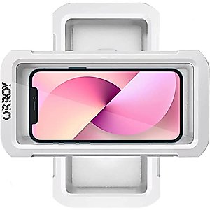 URROY 2021 Upgrade Shower Phone Holder [360° Rotation], Waterproof Wall Mount Shower Phone Case, HD High Sensitivity Cell Phone Universal Bathroom Mirror Shelf Storage Box for Bathtub, Kitchen (White)