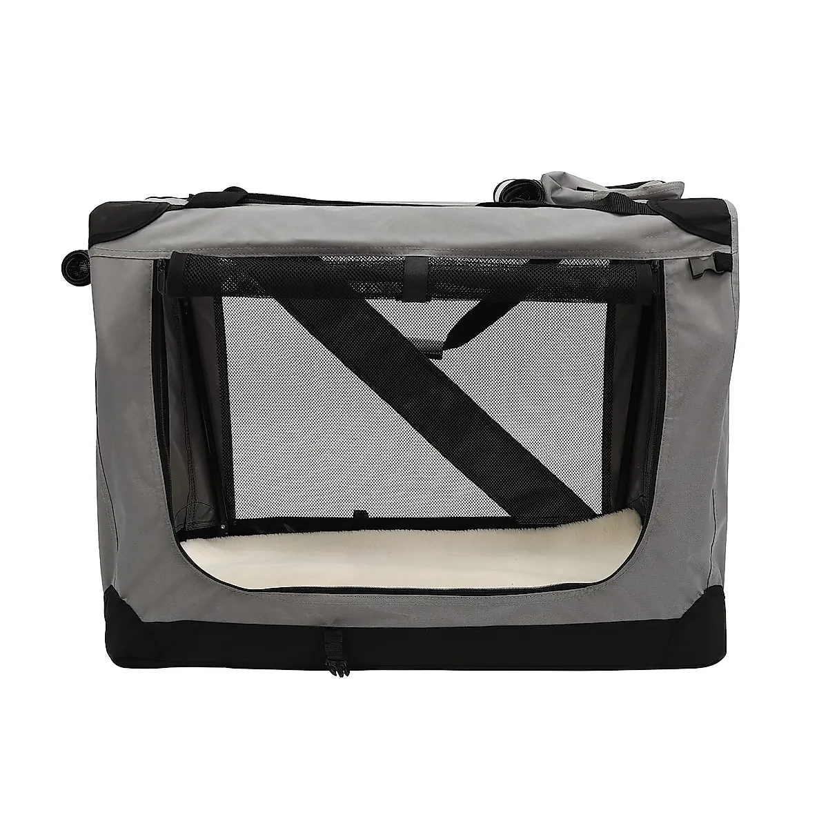 DYNAMI 27.5 inch Collapsible Crate for Dogs,3-Door Foldable Soft Kennel with Mesh Windows,Portable Dog Travel Crate with Strong Steel Frame,for Indoor & Outdoor Travel