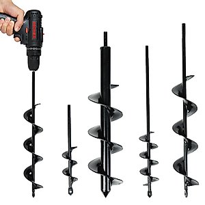 PDDYIER Auger Drill Bit for Planting Set of 4, Garden Ground Earth Spiral Drill Bit for 3/8" Hex Drive Drill, for Post Hole Digger Bulb Bedding Digging Plant Rapid Planter