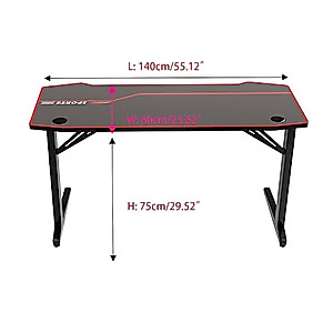GoBoMoM Gaming Desk Computer Desk 55 Inch, with Carbon Fiber Surface and Big Mouse Pad for Home Office Desk, Table Workstation, Student PC Desk, Writing Desk, Large Gamer Work Desk