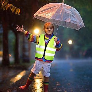 Unittype 20 Pcs Kids Reflective Safety Vest High Visibility Children Neon Vest with Zipper Construction Traffic Vest with Reflective Strips for Kids Aged 3-10, Cycling, Running, Green