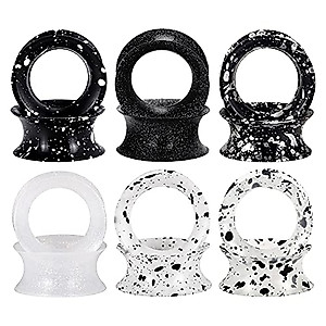 Stuppendux 6Pairs Soft Silicone Tunnels Set Ear Expander Tunnels Gauges Plugs Stretchers Double Flared Flesh Tunnels Ear Piercing Jewelry for Women Men 5/8" 16mm