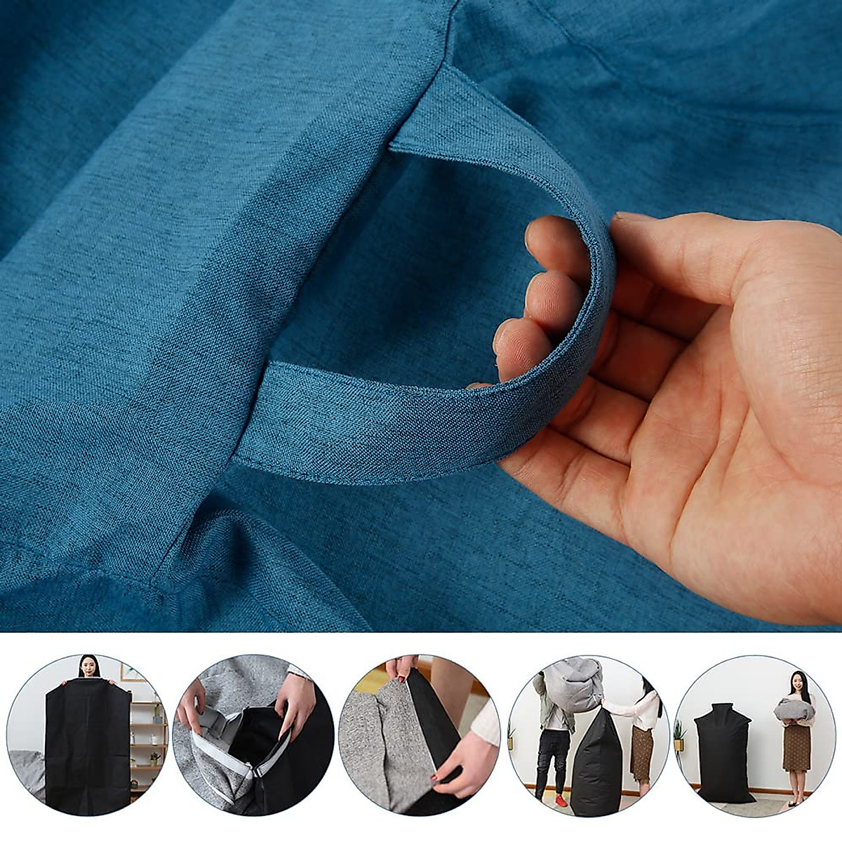 Lazy Sofa Bean Bag Cover Only, 3 Sizes Sofa Chair Cover for Adults Teens Sofa Breathable Lazy Sofa Bed Cover Decorative Tear-Resistance Sofa Chair Cover for Living Room (Royal Blue, 100x120cm)