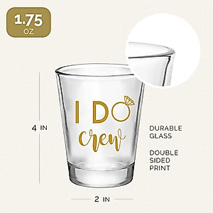 Bride and I Do Crew Bachelorette Party Shot Glasses, Set of 12, 11 Gold I Do Crew and 1 Gold Bride Shot Glass, Perfect Bachelorette Party Decorations and Brides Maid Gifts