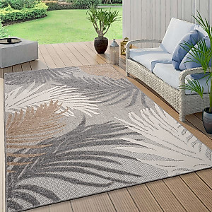 Rugshop Lucca Contemporary Floral Indoor/Outdoor Area Rug 7'10" x 10' Gray