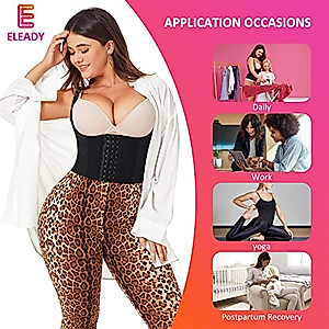 Eleady Womens Waist Trainer Corset Vest Weight Loss Breathable Tank Tops Tummy Control Shapewear Slimming Body Shaper (Black Bodysuit, Large)