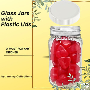 Jarming Collections Glass Regular Mouth 24 oz Mason Jars with Lids & Bands - BPA Free Plastic Storage Lids - Made in USA - 24oz Mason Jars Regular Mouth 24 oz with Lids - Set of 2