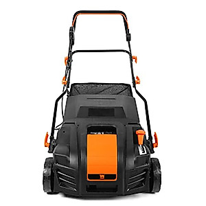 WEN DT1516 16-Inch 15-Amp 2-in-1 Electric Dethatcher and Scarifier with Collection Bag, Black