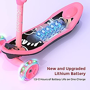 isinwheel Mini Electric Scooter for Kids Ages 3-12, 3-Wheel Electric Scooter for Toddler Boys/Girls, Electric Kick Scooter for Kids with Long Battery Life, Flashing LED Wheels, 3 Adjustable Height