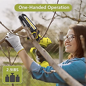 Mini Cordless Chainsaw Kit, SEYVUM Upgraded 6 Inch 2.9Lb One-Hand Handheld Electric Compact Portable Chainsaw, 20V 2.0Ah Rechargeable Battery Powered, for Tree Trimming and Branch Pruning Wood Cutting