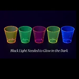 Select Settings 500 pc. Multi Color Plastic shot Glasses, Neon plastic disposable shot cups