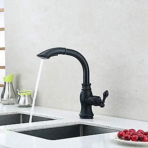Derengge Single Handle Pullout Kitchen Faucet Without Deck Plate,1 Hole Installation, Meets cUPC NSF 61-9 AB1953, Matte Black Finished,KF-258G-MT