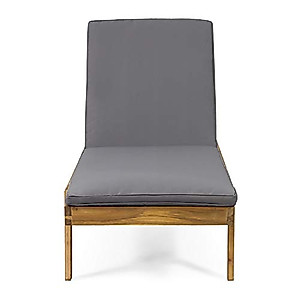 Christopher Knight Home 314843 Caily Chaise Lounge Set, Teak Finish + Dark Gray