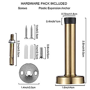 Modern Door Stopper, Stainless Steel Door Stop with Sound Dampening Rubber Bumper Wall Mounted Durable Door Holder with Hardware Screws Brushed Finish 3.7 Inch in Height Door Stops