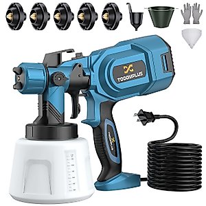Paint Sprayer, 700W Airless Paint Sprayer, Spray Paint Gun with 5 Copper Nozzles and 3 Patterns, 1400ml High Capacity HVLP Spray Gun, 9.84ft Long Cable, Easy to Clean for Wood, Wall, Furniture, Fence