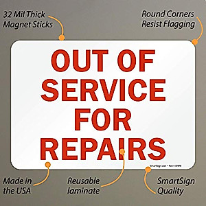 SmartSign - U9-1911-MG_7x10 "Out of Service for Repairs" Sign | 7" x 10" Magnetic Red on White