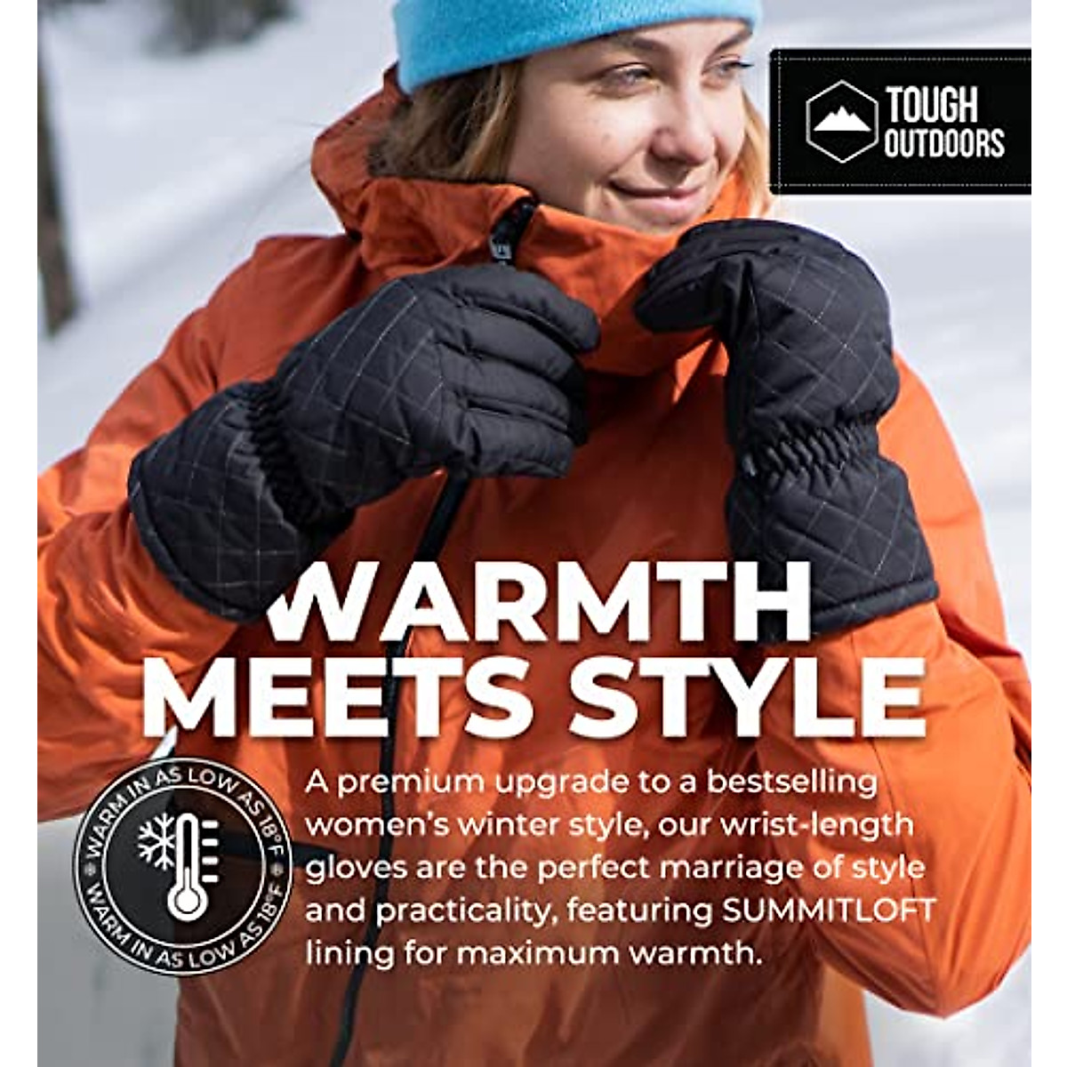 Tough Outdoors Women's Ski Gloves - Womens Snow Gloves - Winter Waterproof Snow Gloves - Adult Snow Gloves - Ladies Snowboarding Gloves
