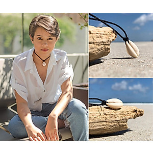 POTESSA Natural Cowrie Shell Choker Necklace Pendant Hippie Adjustable Beach Jewelry for Ladies