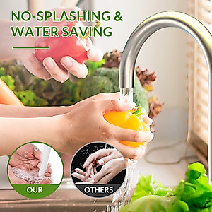 Yihuven Kitchen Faucet with Pull Down Sprayer, 15-Inch High Arc Stainless Steel, Commercial Modern 2 Handle Brushed Nickel Faucets for 1 or 3 Holes Farmhouse, RV Sink