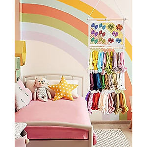 Maiqufa Headband Holder Hair Bows Organizer for Girls, Wall Mounted Hanger with 40 hooks, Large Capacity Baby Hair Accessory Organizer for Toddler Girls Room and Nursery Décor