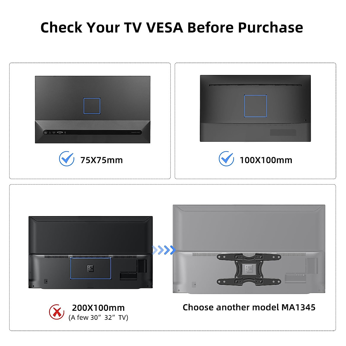 Suptek TV Wall Mount Swivel Tilt Rotation Full Motion Adjustable Articulating for Most 15- 32 inch LED, LCD Monitor Wall Mount VESA 75,100 (MA2720)