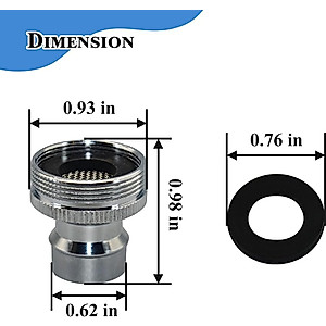 2 Pcs Dishwasher Faucet Thread Adapter, 15/16-27 Male or 55/64-27 Female Dishwasher Snap Adapter Connection, Chrome (with Filter)