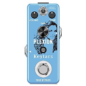 Keytars Plexion Pedal with Rich Distortion Sound for Guitar and Bass with Bright and Normal Mode True Bypass (PLEXION)