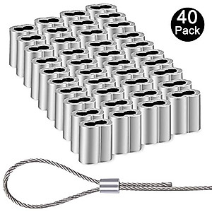 Picture Hanging Wire 1.5mm Up to 150lbs,100Feet(30.5M) Stainless Steel Wire Spool with 40Pcs Aluminum Crimping Loop Sleeve,Heavy Hanging Kit for Photo Frame Picture,Artwork,Mirror,String Light Hanging