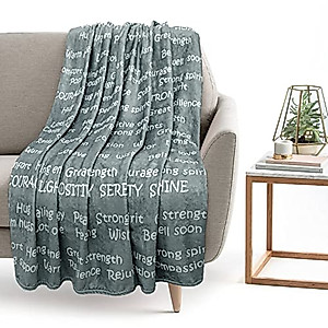 Healing Thoughts Throw Blanket | Positive Energy | Compassion | Warm Hugs| Inspirational Blanket | Get Well Gifts for Women | Comfort Chemo Blanket | Breast Cancer Gifts for Women | 50" x 60" Grey