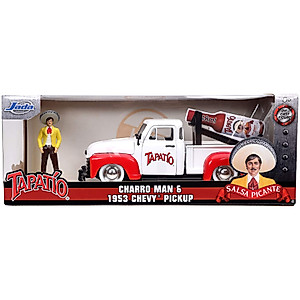 Jada 1:24 Diecast 1953 Chevy Pickup with Tapatio Bottle Holder &Figure,Red