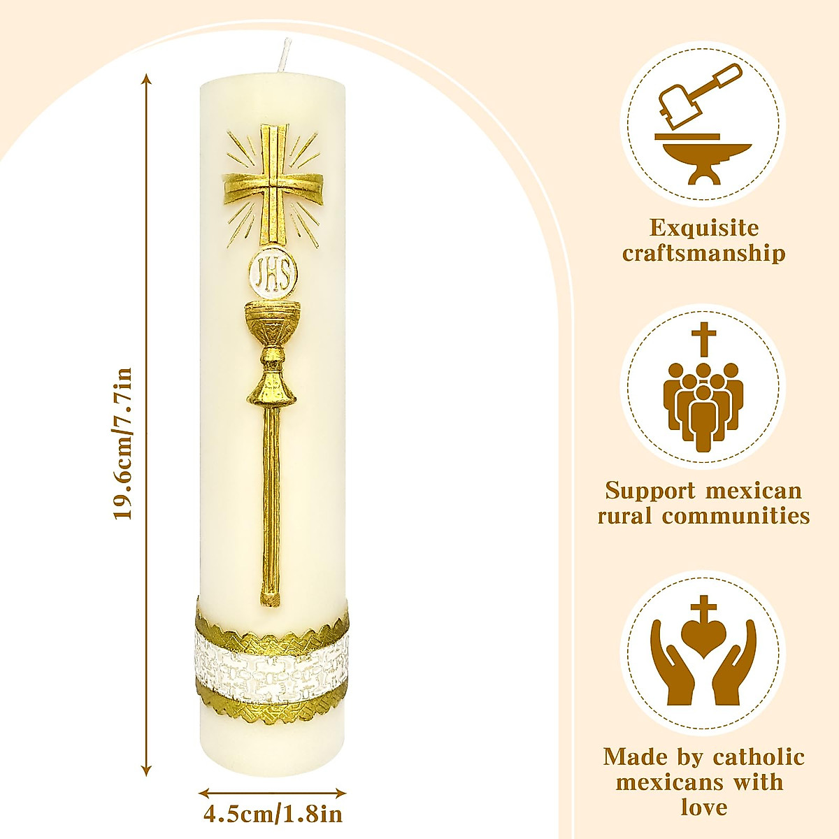 Religious Candles Catholic,Prayer Candles for Church Devotional Saint Blessed Mexican Gift,Baptism Candle,Cirios Religiosos Catolicos,Jesus Candle,Cross Candle,Cirio Pascual,Veladoras Mexicanas