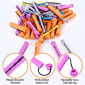 SPTHTHHPY Perm Rods and 100 Pieces 5 Sizes Hair Rollers with Hair Cold Wave Rods Hair Curler for Women Long Short Hair DIY Hairdressing Styling Tools(5 Colors)