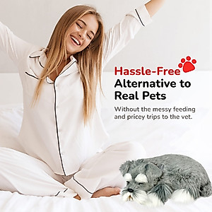 Original Petzzz Schnauzer, Realistic Lifelike Stuffed Interactive Pet Toy, Companion Pet Dog with 100% Handcrafted Synthetic Fur