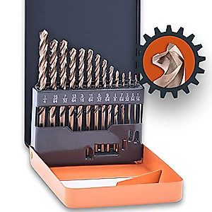 Lichamp 13PCS HSS Cobalt Drill Bits Set 1/16" to 1/4" with Three Flute for Hard Metal, Hardened Stainless Steel and Cast Iron