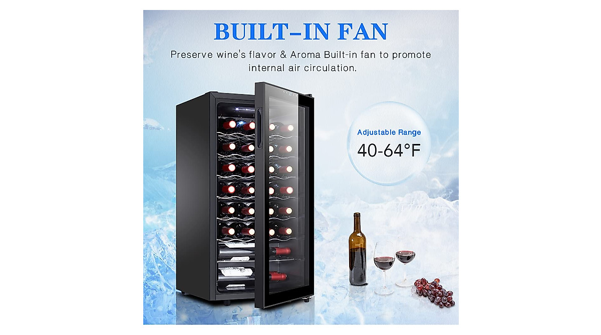 STAIGIS 28 Bottle Wine Cooler - Compact Fridge for Red & White Wine