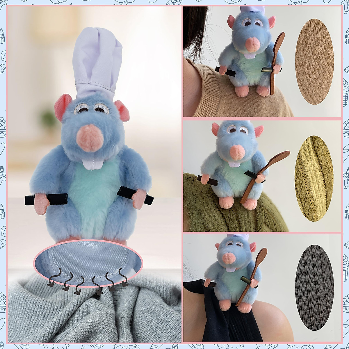 Kobataro Cute Rat Headband Shoulder Costume Rat Plush Stuffed Animal Toy Hair Clips Spoon Set for Adults Women