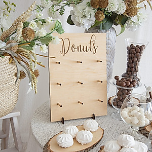Rustic wall doughnut stand, peg board, fall wedding party decorations, minimalist wooden themed birthday table decor, baby shower, candy bar 3х3 pegs