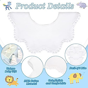Whaline 5Pcs White Baby Bibs 360 Degree Rotate Newborn Drool Bibs Cotton Infant Bandana Flower Shape Absorbent Saliva Towel for Anti Stain Baby Boys Girls Teething Toddlers