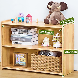 SHINITOY Kids' Bookcases 2 Section Montessori Shelf, Book Shelf for Kids Rooms, Montessori Shelf for Toys, Montessori Toy Storage, Montessori Toy Shelf, Book Shelf for Nursery